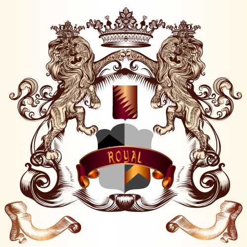 Heraldic design with coat of arms griffin lion Vector Image