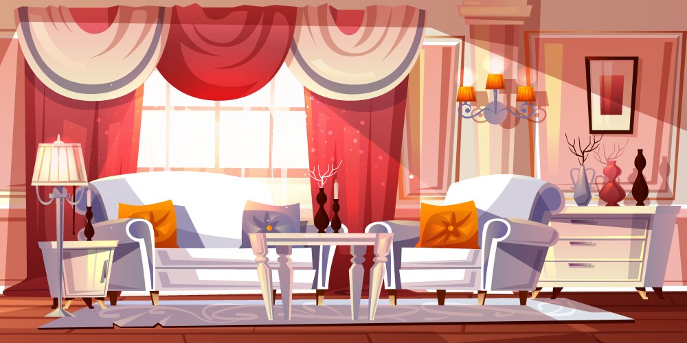 Parallax background with princess room interior Vector Image