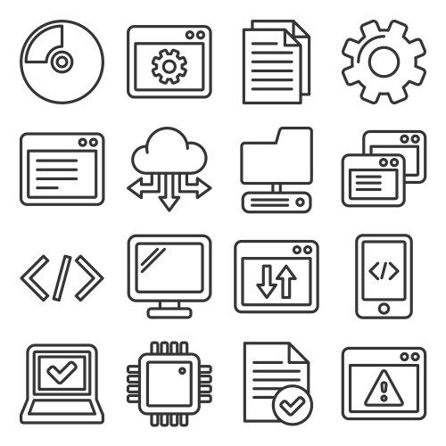 Computer hardware icons Royalty Free Vector Image