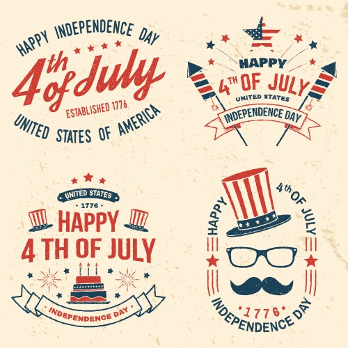 Fourth of july vintage labels Royalty Free Vector Image
