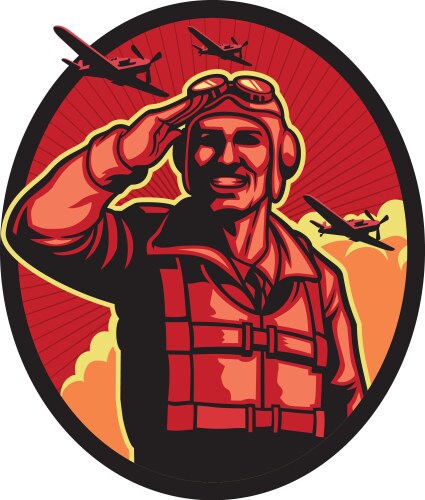 World war pilot smiling Royalty Free Vector Image