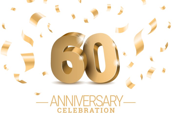 Anniversary 60 gold 3d numbers Royalty Free Vector Image