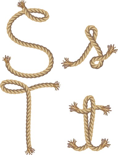 Rope alphabet font style Royalty Free Vector Image
