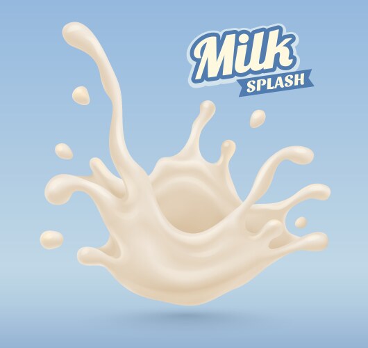 Milk wave with realistic splashes and drops Vector Image