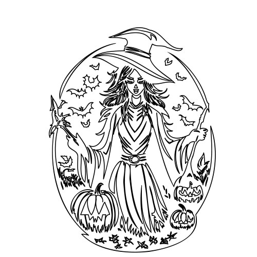 Witch halloween outline sketch Royalty Free Vector Image