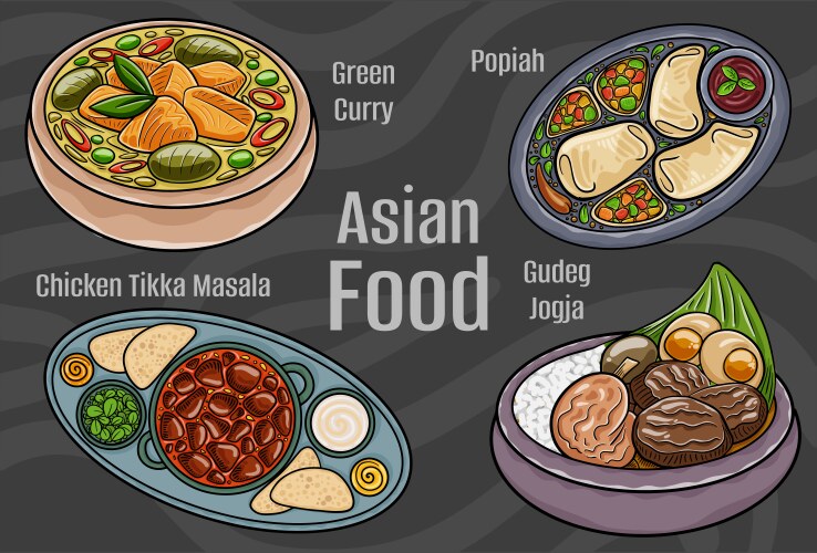 Asian food hand-drawn Royalty Free Vector Image