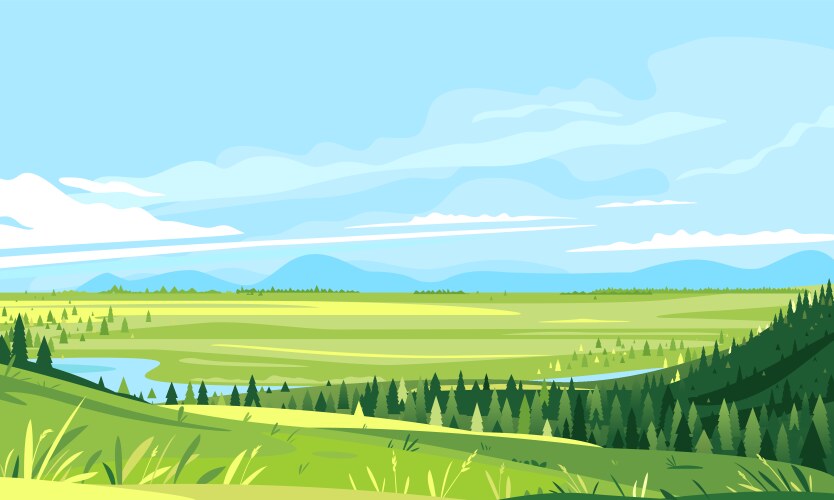 Green mountains flat style isolated Royalty Free Vector