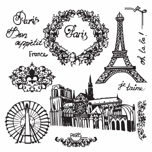 Paris labels Royalty Free Vector Image - VectorStock