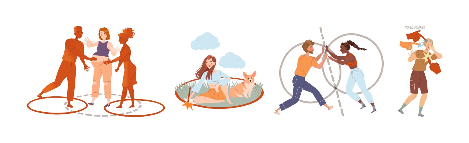 Personal boundaries with man and woman creating Vector Image