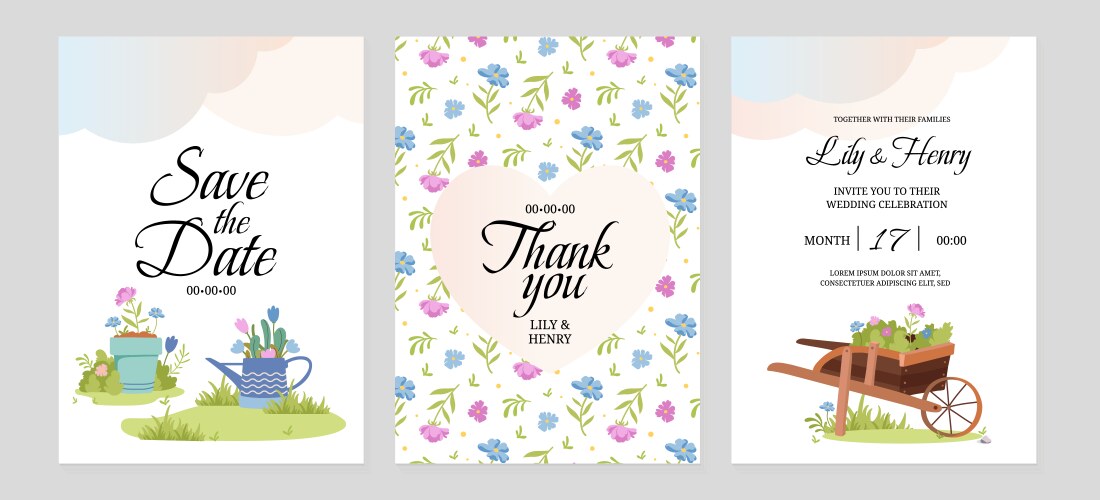 Rustic garden wedding invitation spring Royalty Free Vector