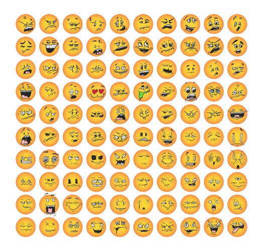 Emoji big set high quality emoticons isolated Vector Image
