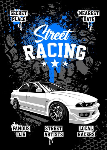 Racing sign design template street Royalty Free Vector Image