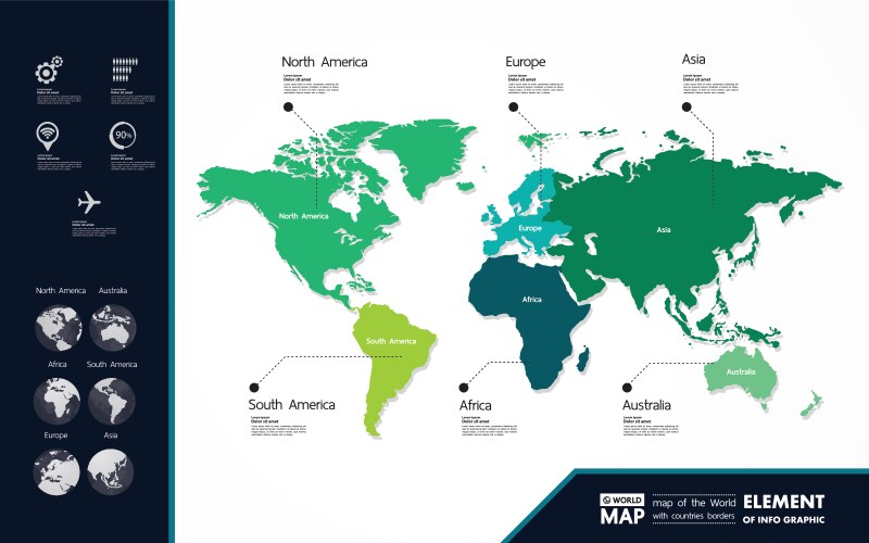 World map design Royalty Free Vector Image - VectorStock