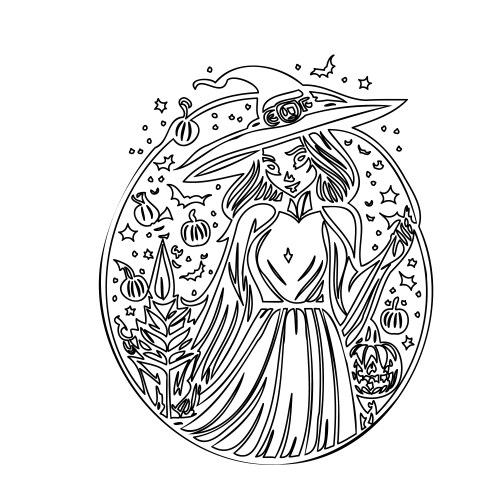 Witch halloween outline sketch Royalty Free Vector Image