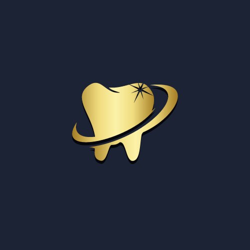 Dental tooth abstract gold logo Royalty Free Vector Image
