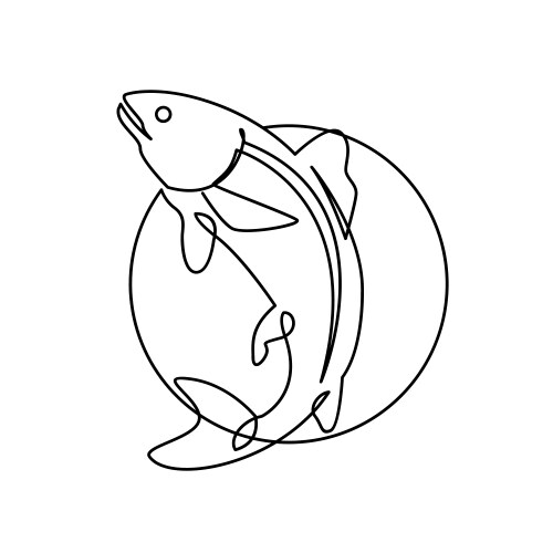 Salmon fish single continuous Royalty Free Vector Image