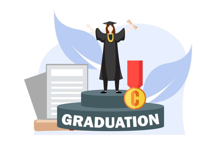 Graduation flat design Royalty Free Vector Image