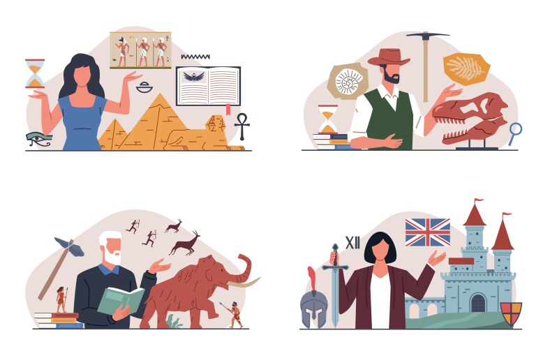 History people science and education Royalty Free Vector