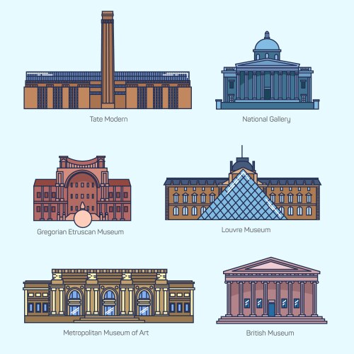 Monuments thin line icons national gallery Vector Image