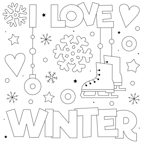Hello winter coloring page black and white Vector Image
