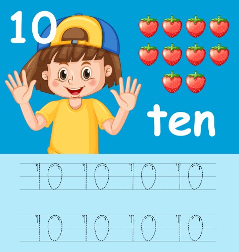 Count number ten worksheet Royalty Free Vector Image
