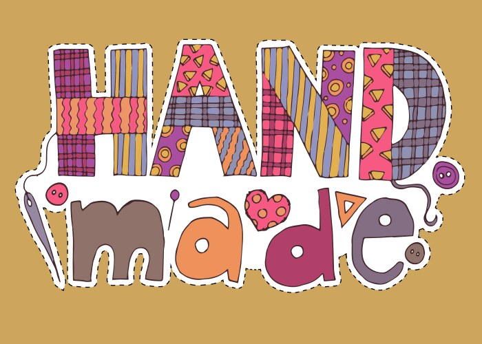 Patchwork arts and crafts lettering Royalty Free Vector