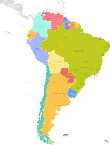 Political map latin america
