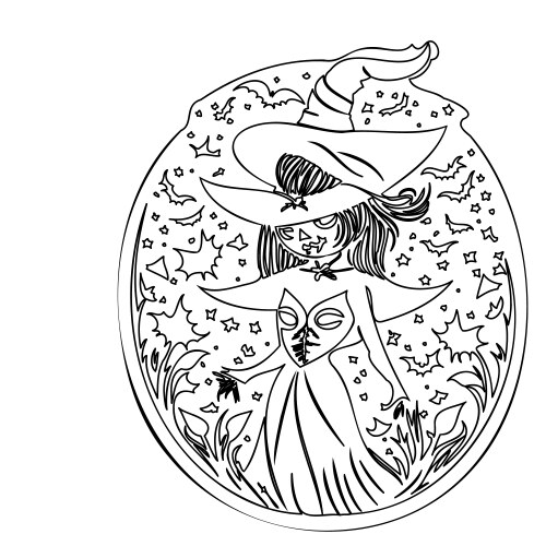 Witch halloween outline sketch Royalty Free Vector Image