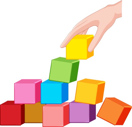 Plastic building blocks toy bricks cartoon icon Vector Image