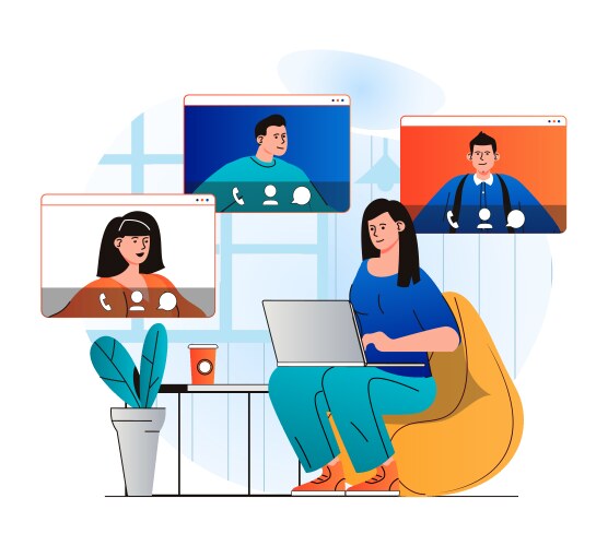 Cartoon man and woman video chatting online Vector Image