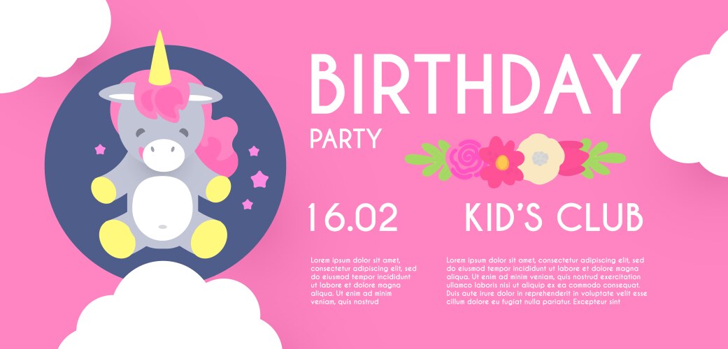 Cute unicorn with horn flowers and slipping eyes Vector Image