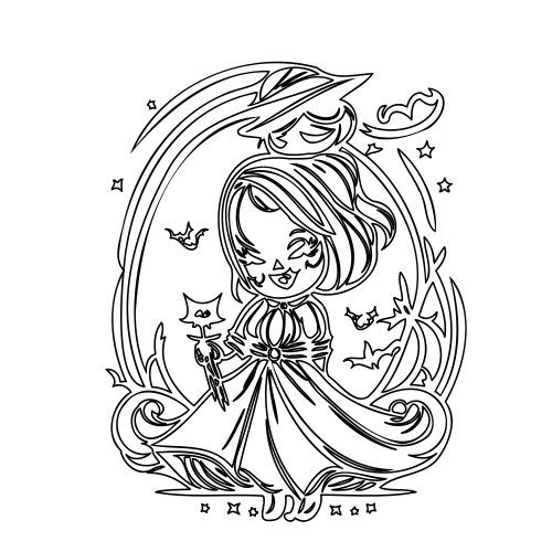 Witch halloween outline sketch Royalty Free Vector Image