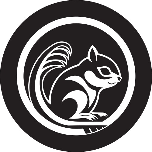 Flat chipmunk logo design line art Royalty Free Vector Image