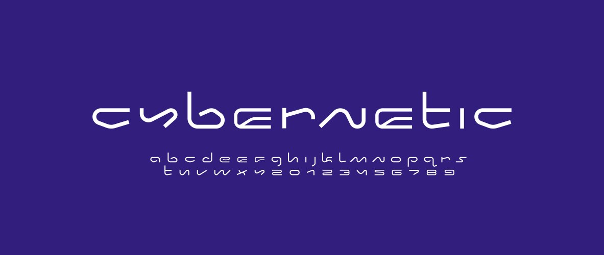 Technical wide future font digital cyber alphabet Vector Image