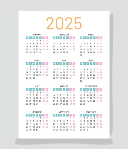 2025 Calendar Year Vector Images (over 17,000)