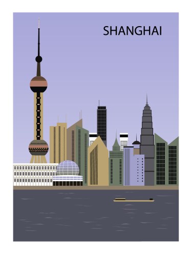 Shanghai china city skyline silhouette Royalty Free Vector