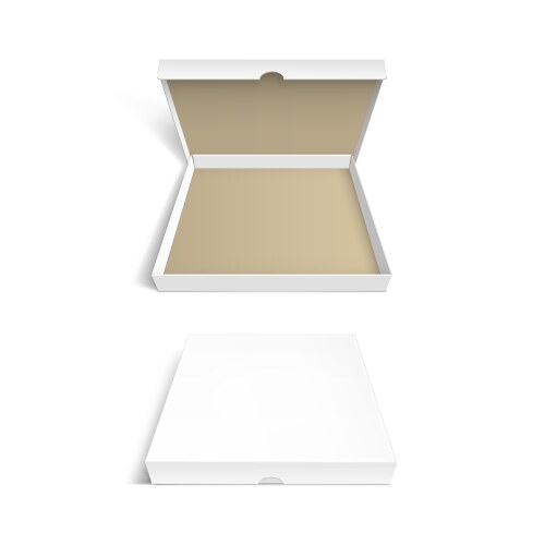 Opened blank white pizza box template Royalty Free Vector