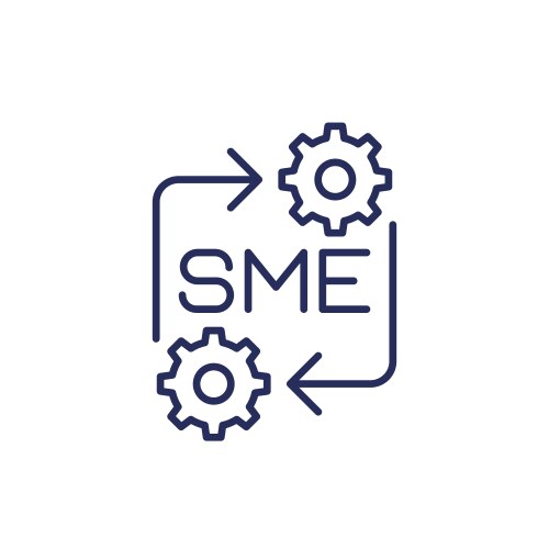 Sme icon with gears line design Royalty Free Vector Image