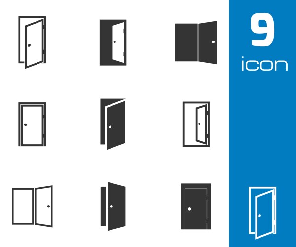 Detailed front doors flat icons set Royalty Free Vector