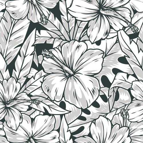 Oak tree seamless pattern monochrome Royalty Free Vector