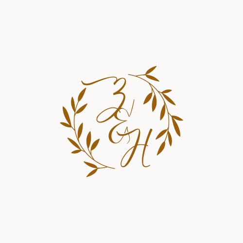 Letter zh wedding monogram logo design Royalty Free Vector