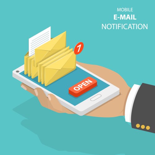 Isometric email notification concept message Vector Image