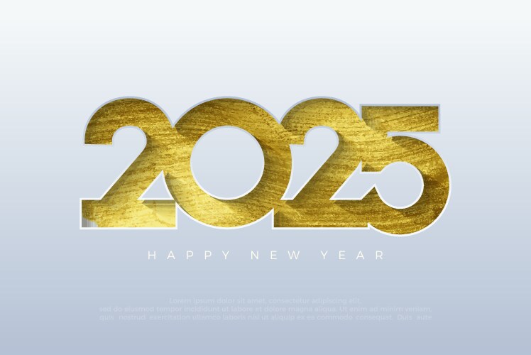 Line art golden number 2025 with a shiny Vector Image