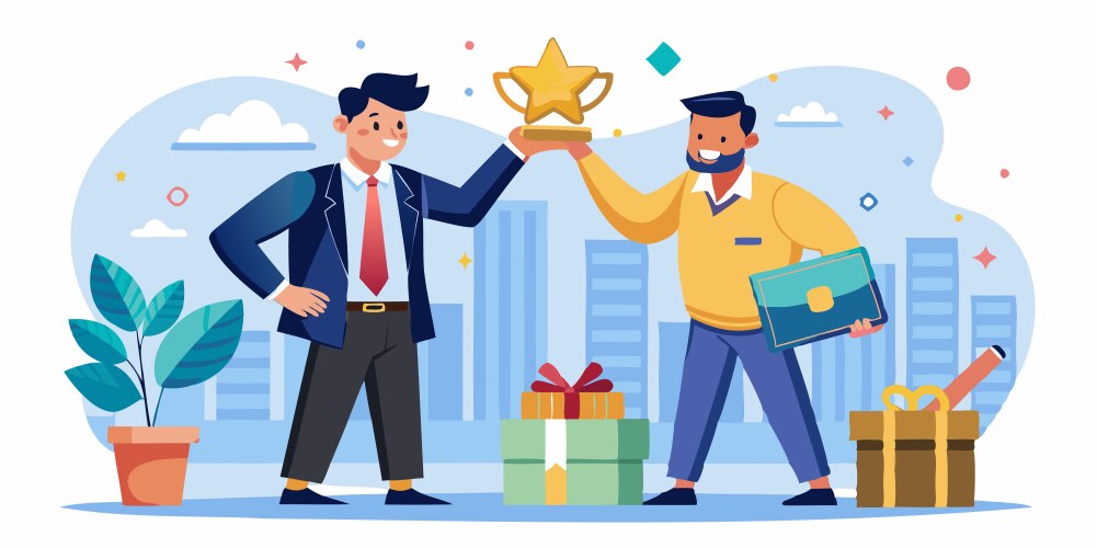 Business success trophies and achievements Vector Image