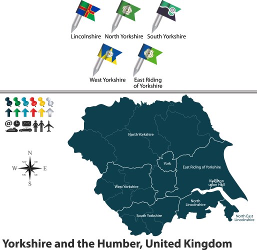 Modern map - lancashire county with districts Vector Image