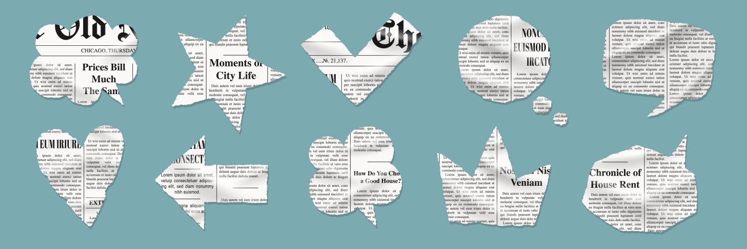 Set of paper cut elements torn newspaper collage Vector Image