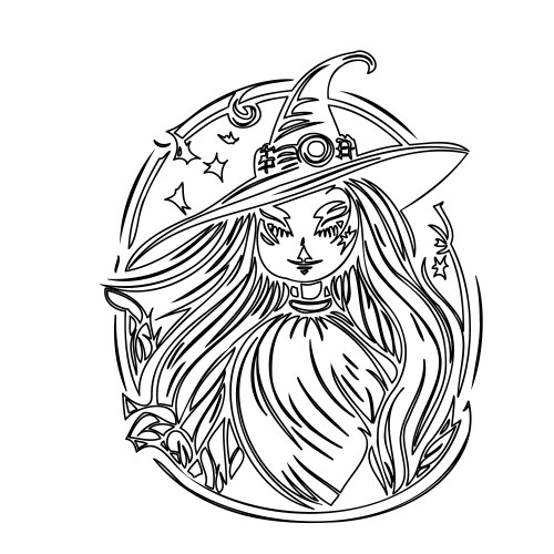 Witch halloween outline sketch Royalty Free Vector Image