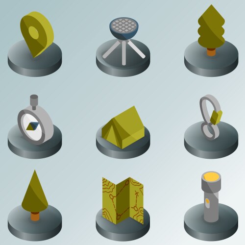 Laboratory color outline isometric icons Vector Image