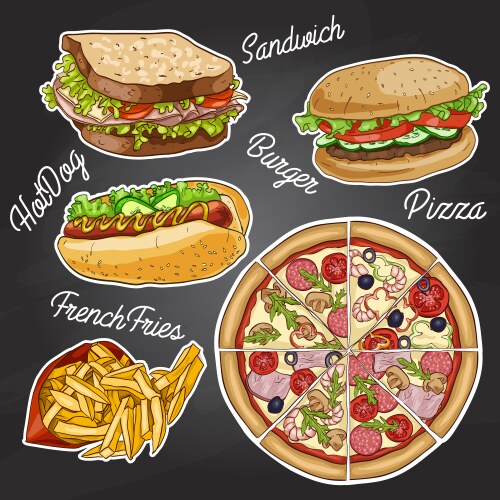 Fast food color isometric poster Royalty Free Vector Image