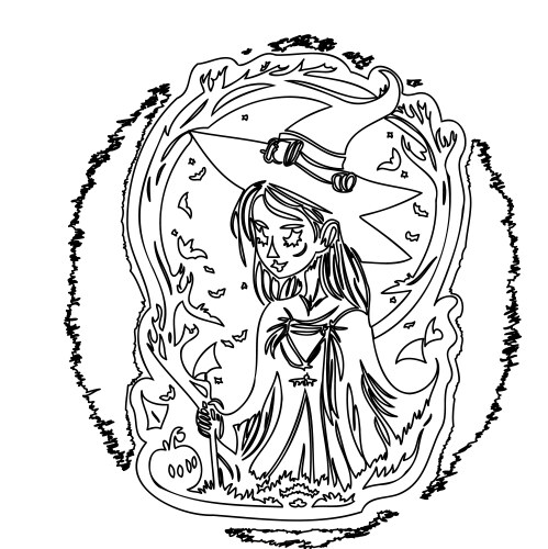 Witch halloween outline sketch Royalty Free Vector Image